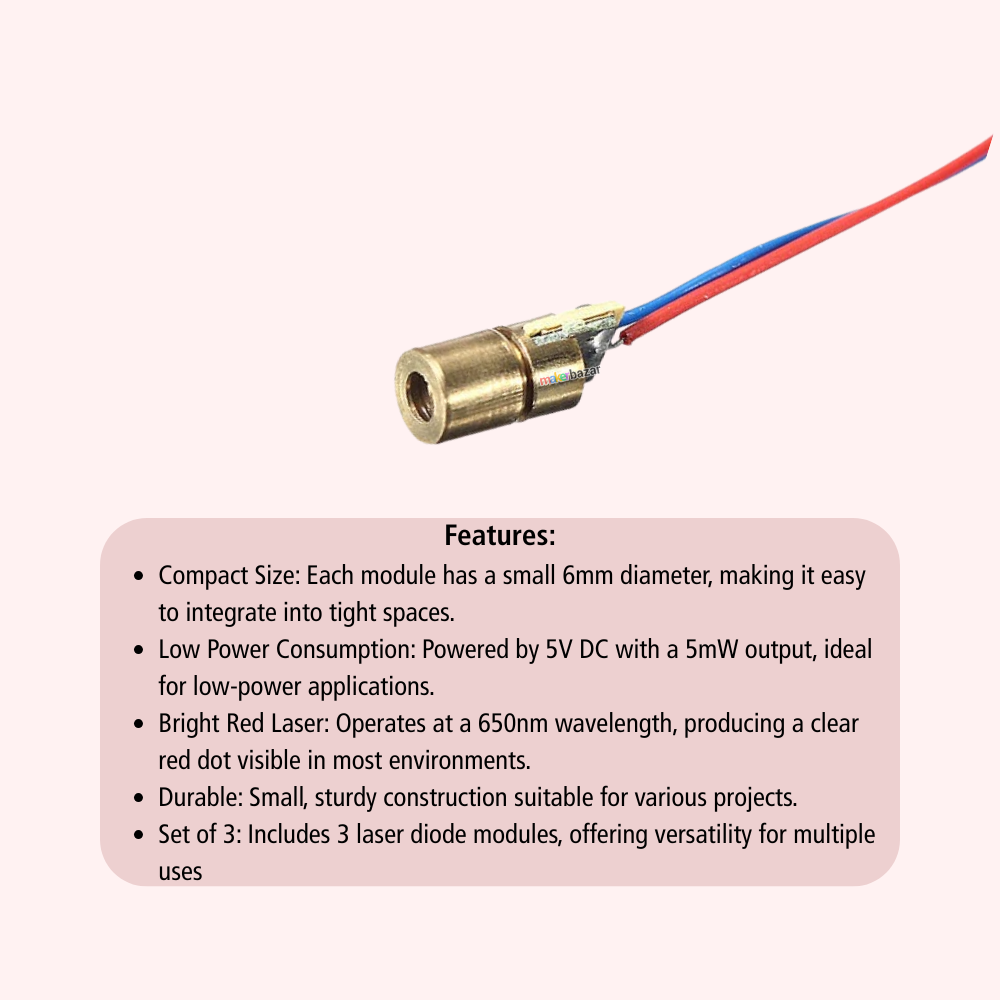 650nm 6mm 5V DC 5mW Mini Laser Dot Diode Module