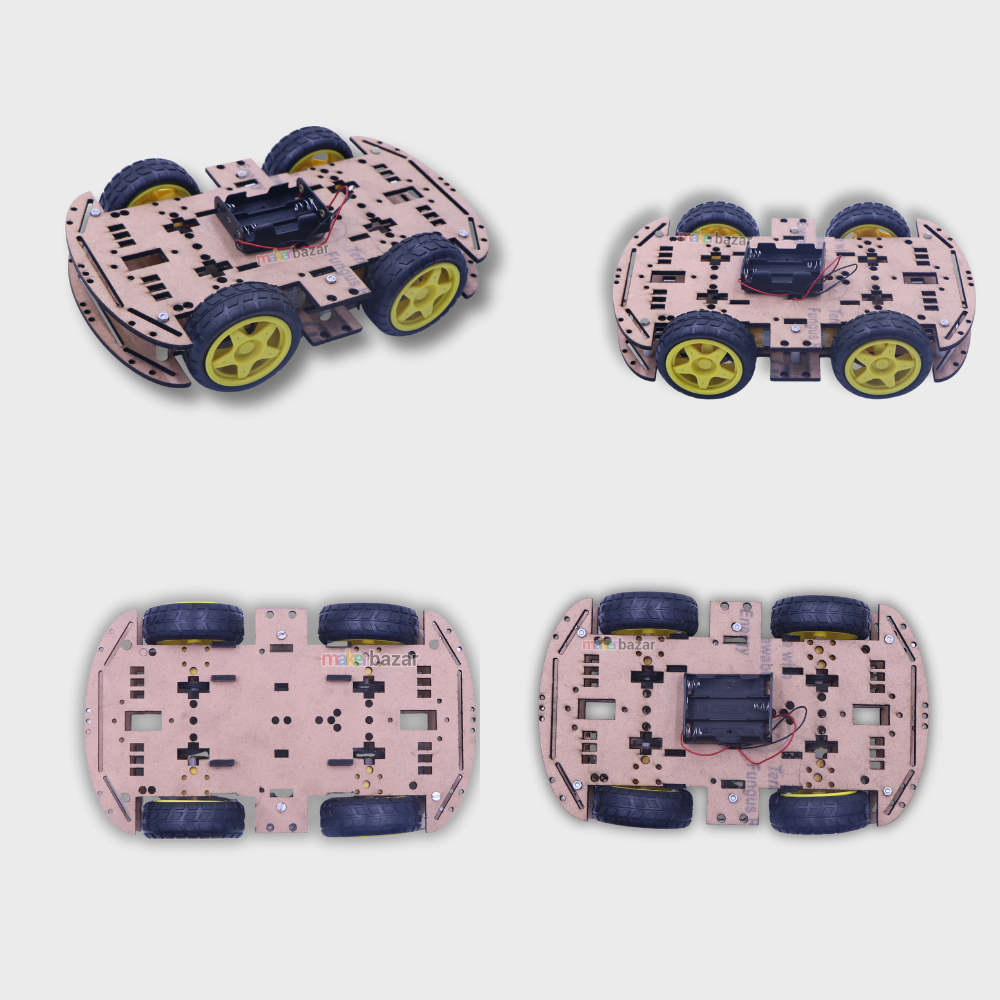 Wooden 4WD Robotic Smart Car Kit | DIY Robotics Chassis – MakerBazar