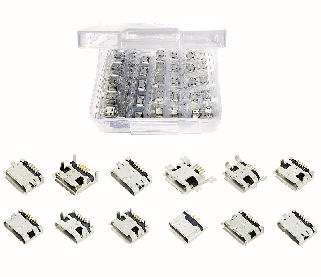 5-Pin Micro USB Type-B Female Socket 180 Degree SMD SMT Soldering Jack