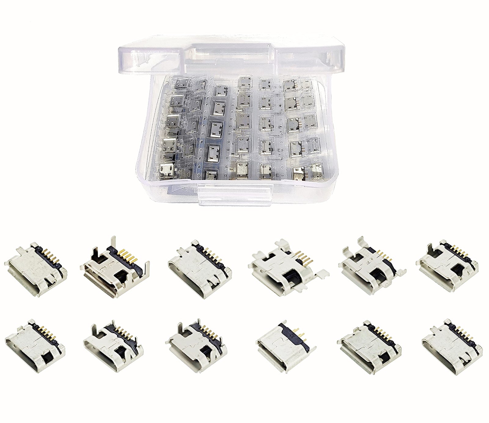 5-Pin Micro USB Type-B Female Socket 180 Degree SMD SMT Soldering Jack