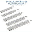 12-Way White Screw Terminal Strip Dual-Row Type-H Wire Connector Block