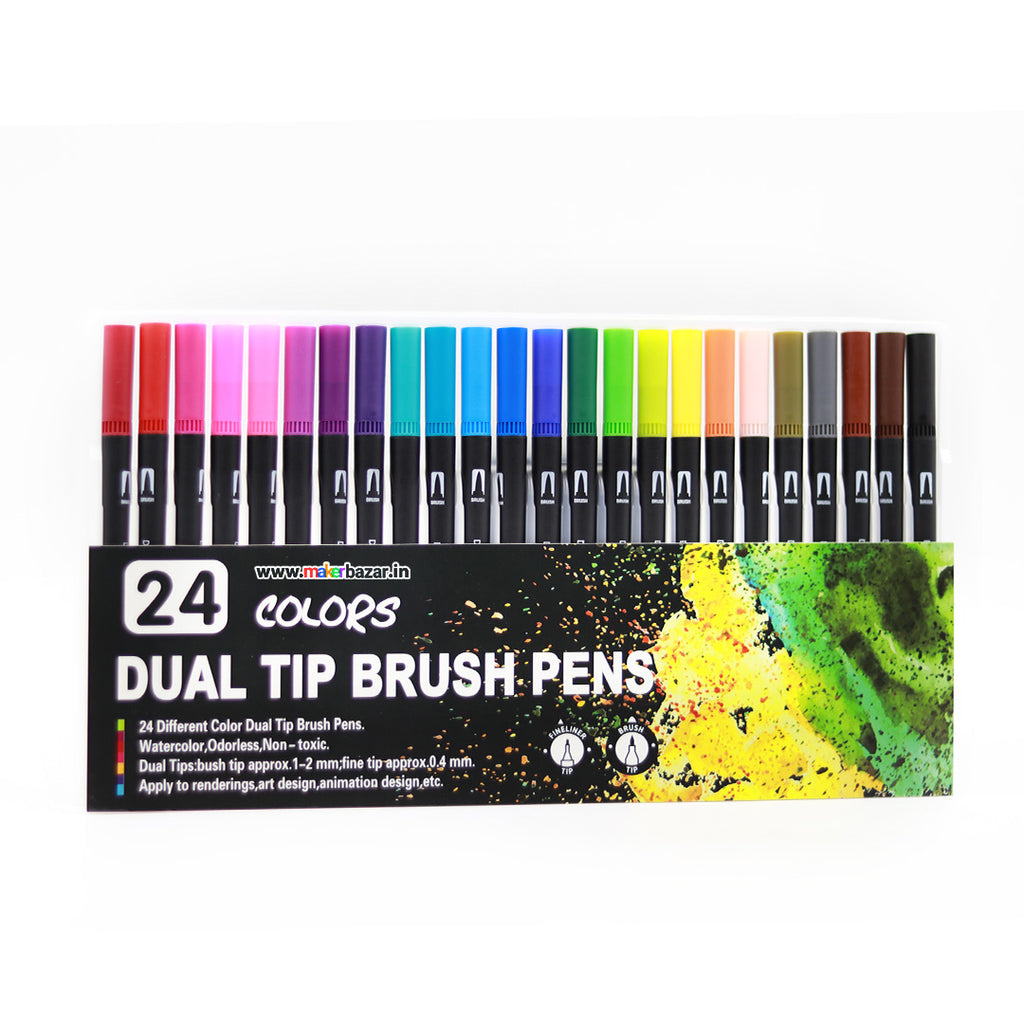 Buy Now 24 Colors Dual Tip Brush Pens