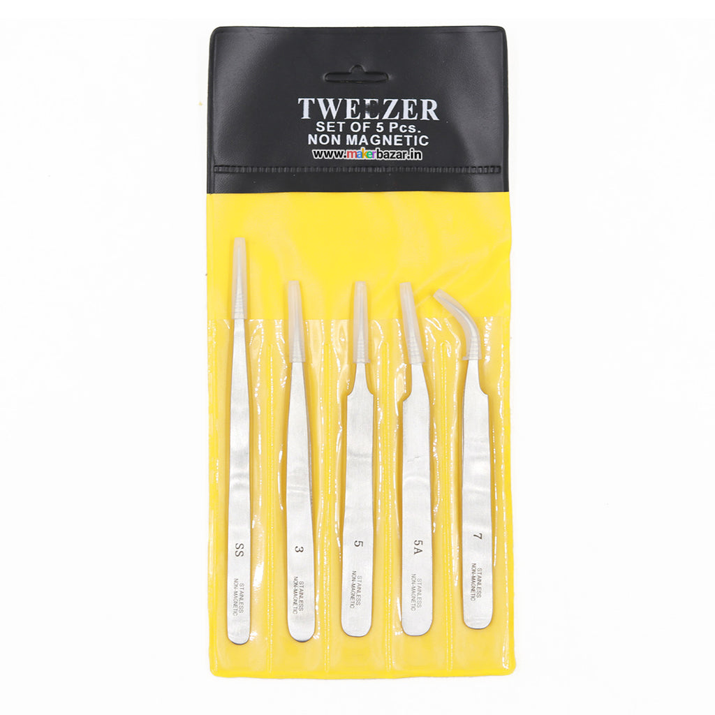 Generic: [Type 3] 5pc Stainless Steel Tweezer Set (3,5,A,7,SS)