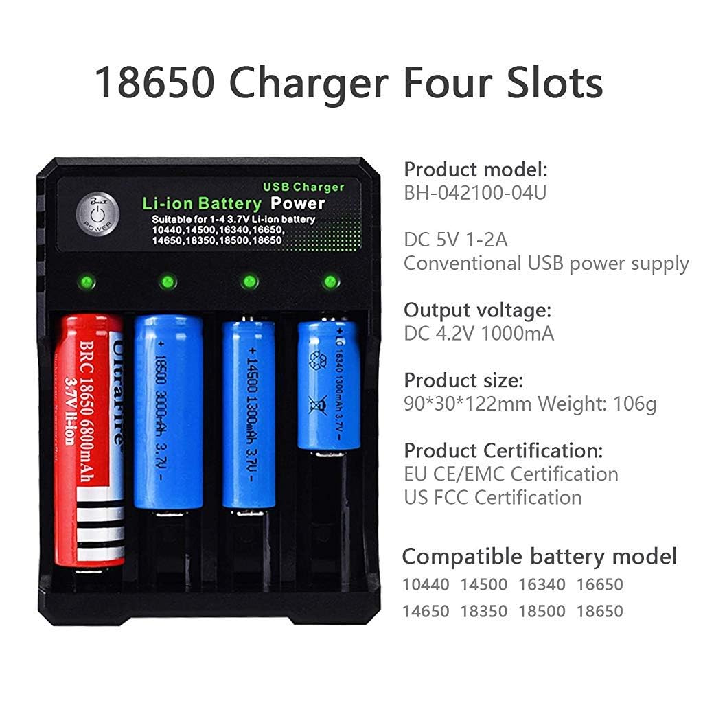 [Type 2] 18650x4 Li-Ion Battery USB Charger Adapter (Retractable Sprin