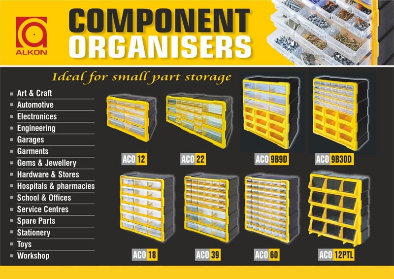 Alkon: ACO18 Component Organizer Box with 18 Drawers