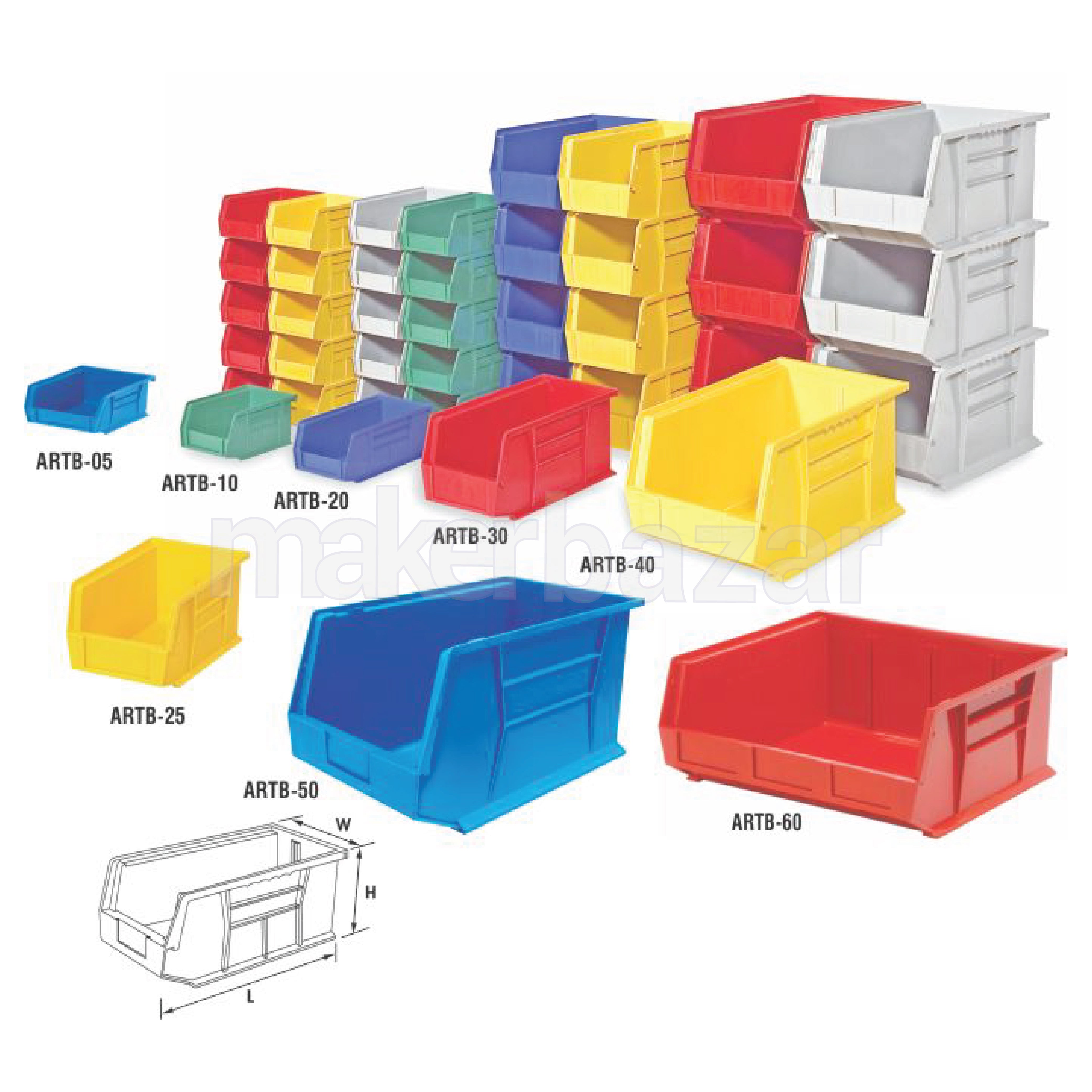 Alkon ARTB Rhino Tuff Bins – Heavy Duty Industrial Storage Bins (Blue/Red)