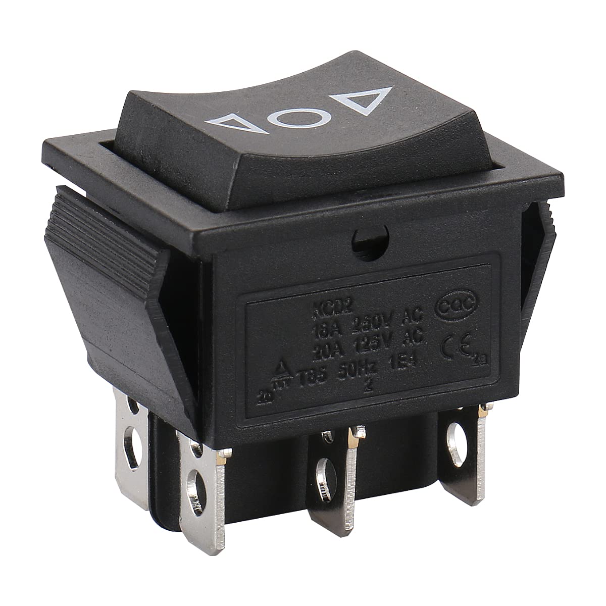 16A 250V DPDT Momentary Rocker Switch 6 Leg (Spring Action)