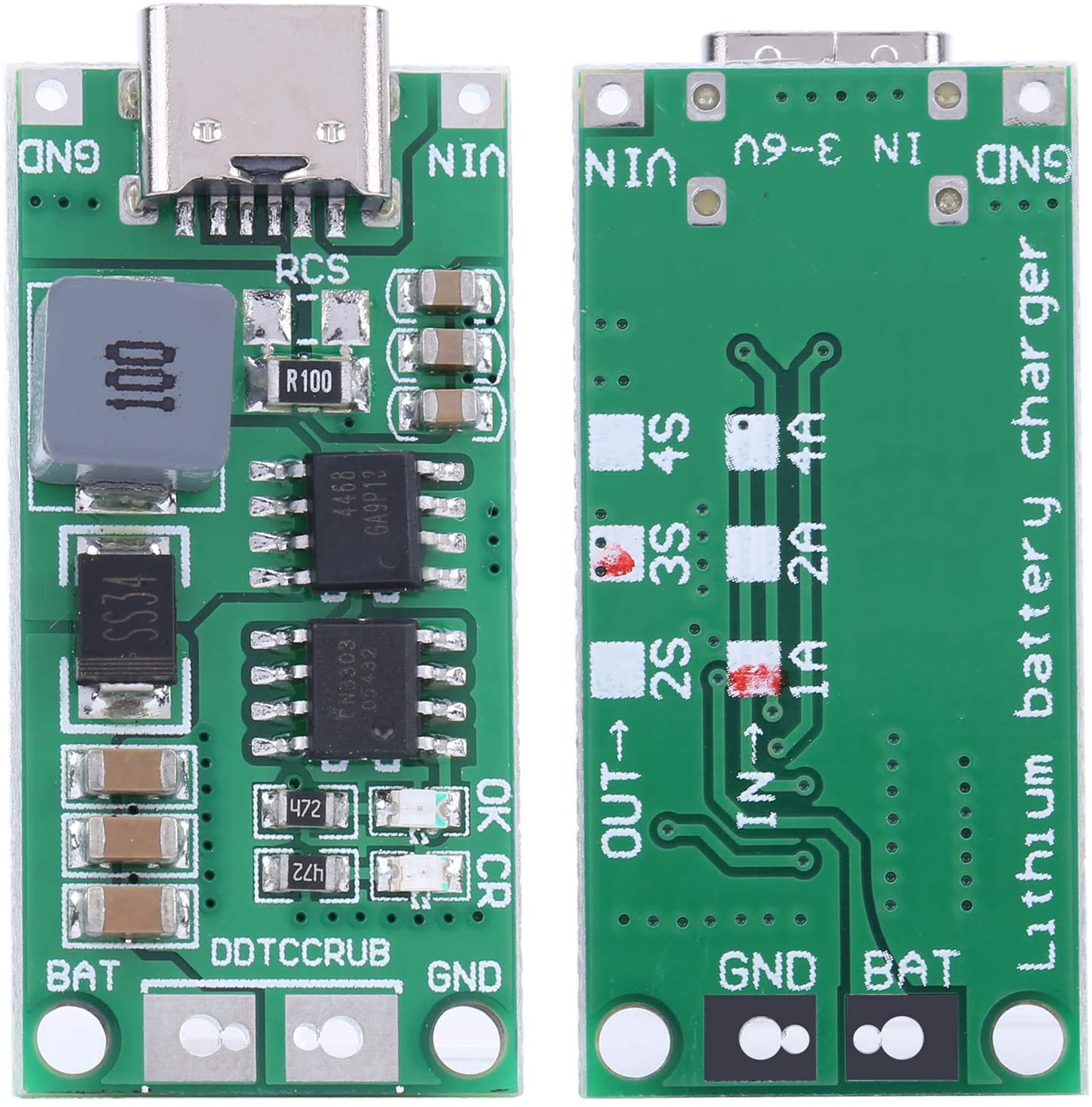 DDTCCRUB 4S‑1A Li-ion Battery Charging Module Step Up Boost Lithium Ce