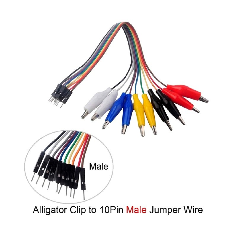 10pins Male Jumper Wire To Alligator Clip (20cm)
