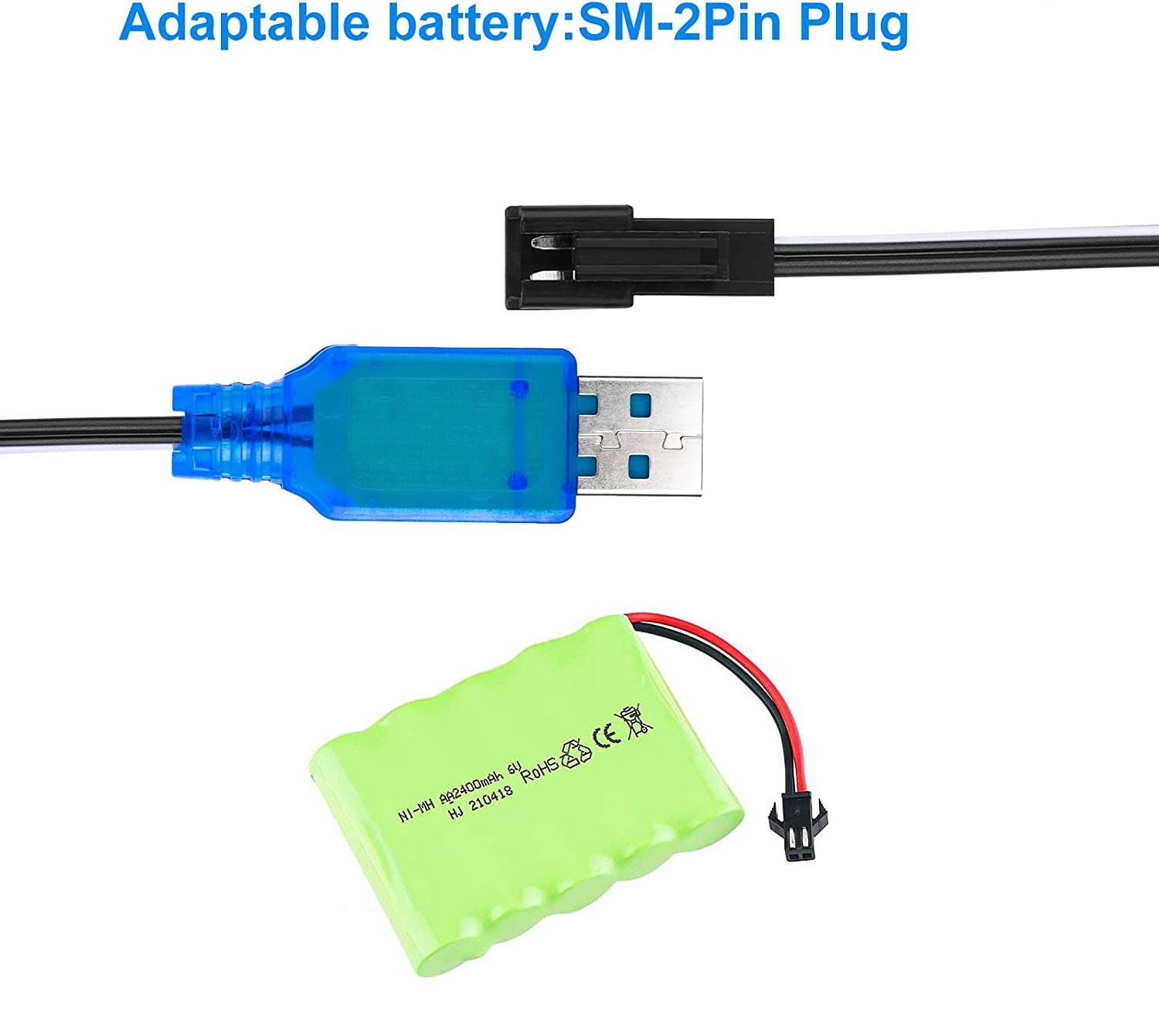 USB Charging Cable including Charging Protection BMS with SM 2P Plug f