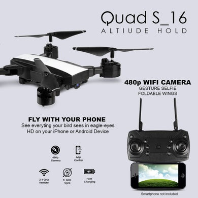 Quad: S_16 Drone Camera S16 Wifi Fpv Mavic 4k HD Camera With Remote Co