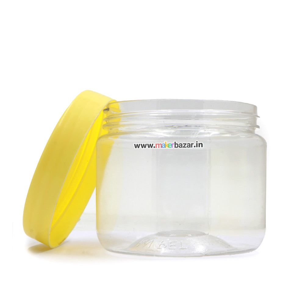 [Type 1] Plastic Round Jar Storage Box Container with Yellow Lid