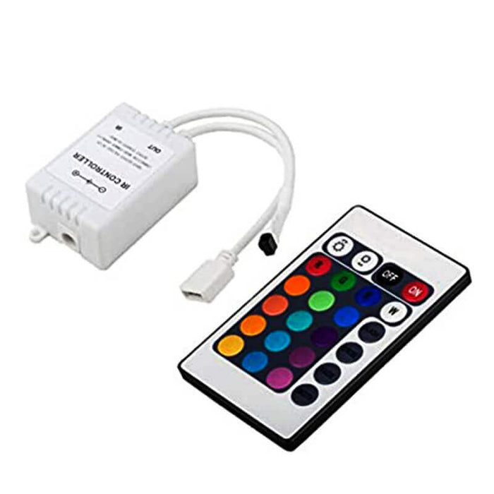 12V 5050 RGB LED Strip Controller box with 24 Key IR Remote Control