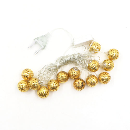 Metal Ball Shape 14 LED Golden String Lights