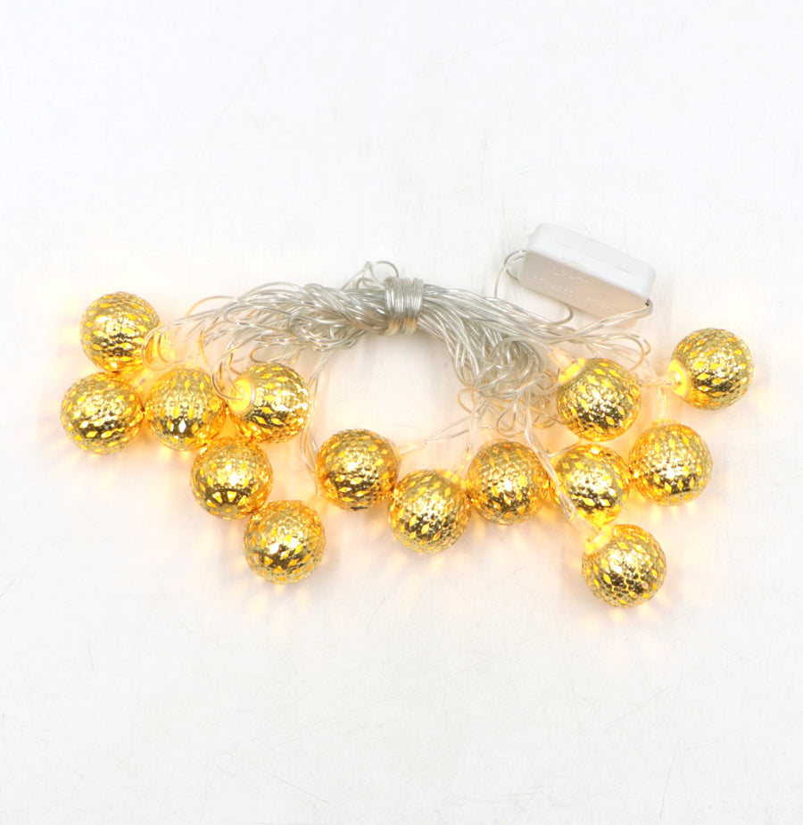 Metal Ball Shape 14 LED Golden String Lights